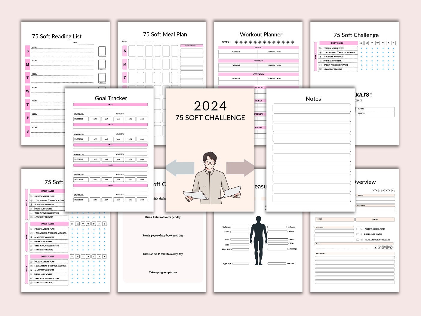 EDITABLE 75 Soft Challenge Tracker Bundle Printable Daily 75 Soft ...