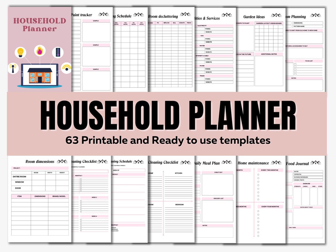 Printable Household Planner: Budget, Cleaning, Meal Planning (PDF) - Etsy