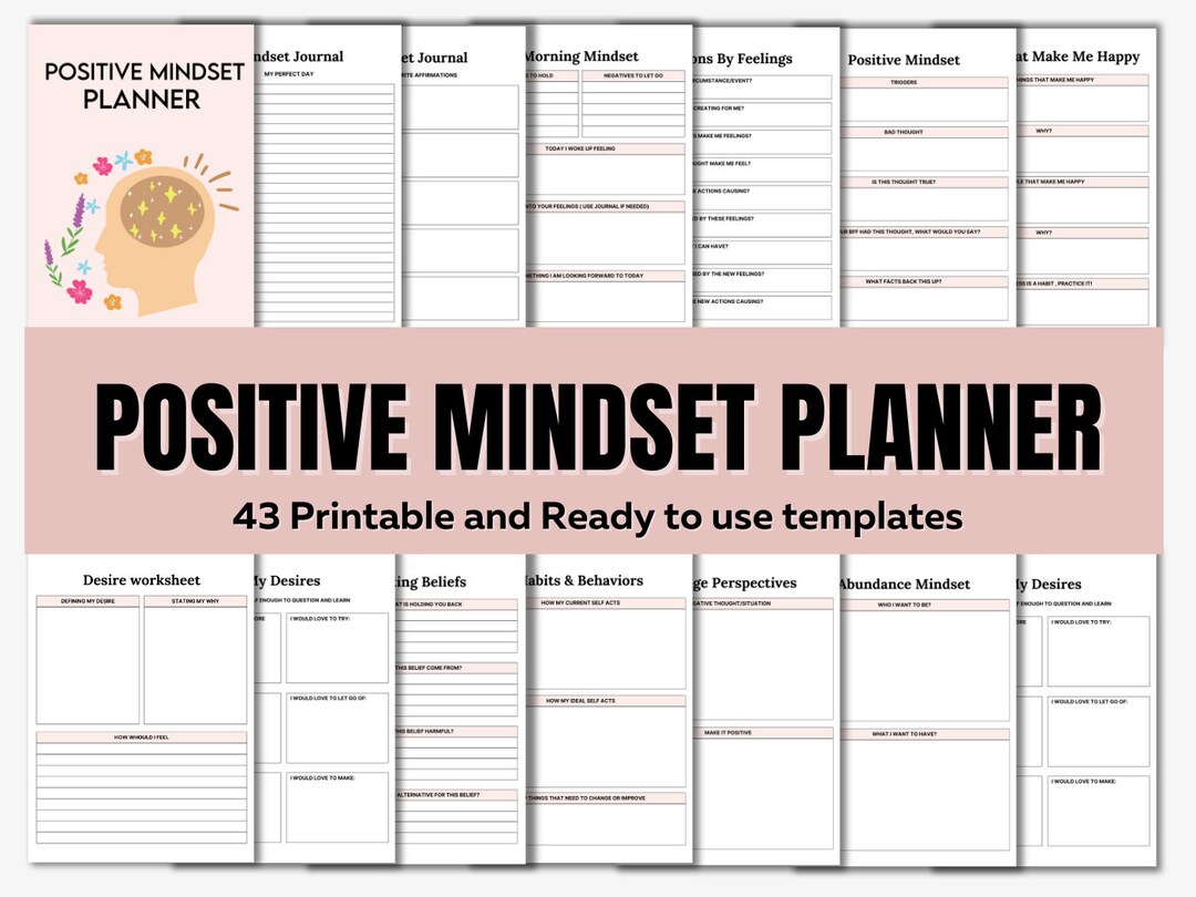 Positive Mindset Planner Personal Growth Planner Template Personal ...