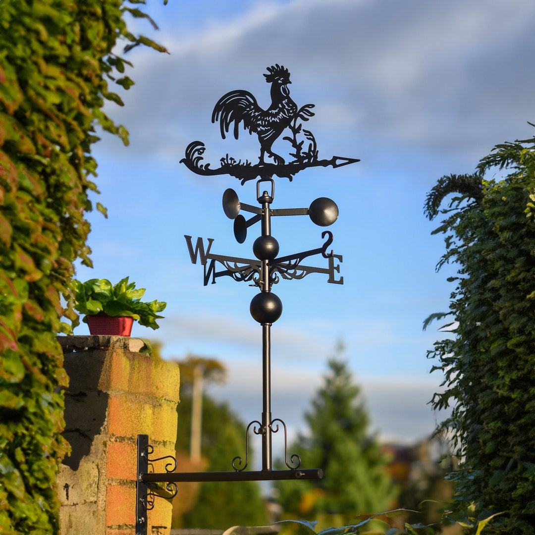 Steel Black Rooster Farmyard Weathervane/countryside, Farm, Farm ...