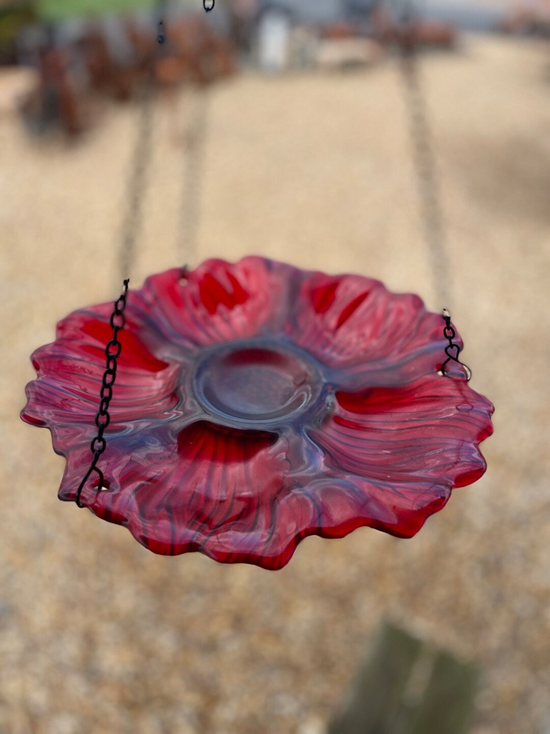 Glass Poppy Bird Feeder & Bath/garden Decoration Bird Lovers - Etsy
