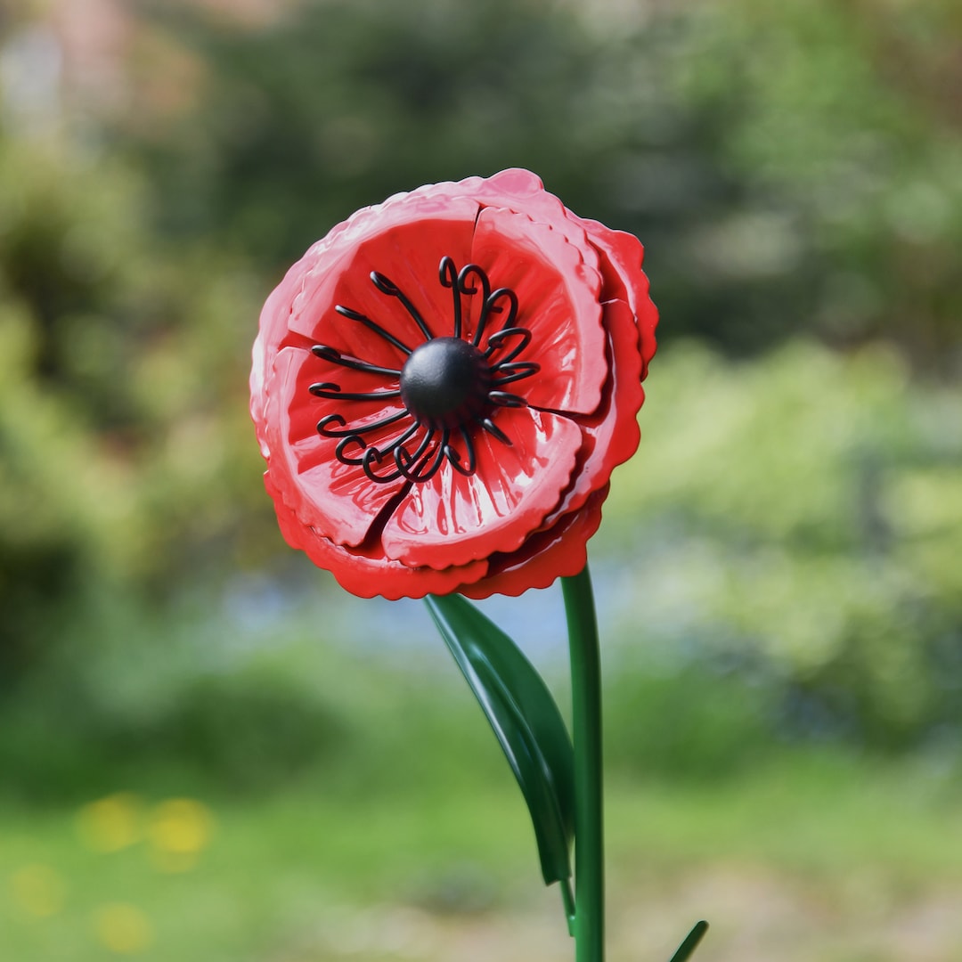 Metal Poppy Ground Spike/garden Spike, Stake, Garden Decoration, Nature ...