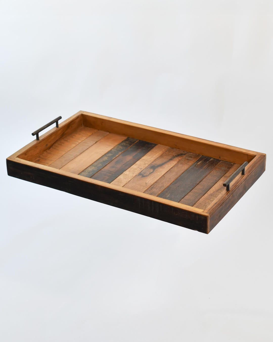 Reclaimed Wooden Tray With Iron Handles, Wooden Tray, Hand-crafted Wood ...