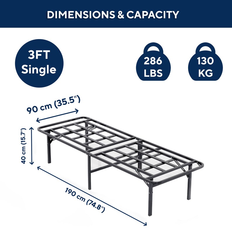 Smartbase Foldable Metal Platform Bed Frame Mattress Foundation With ...