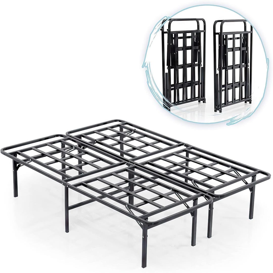 Smartbase Foldable Metal Platform Bed Frame Mattress Foundation With ...