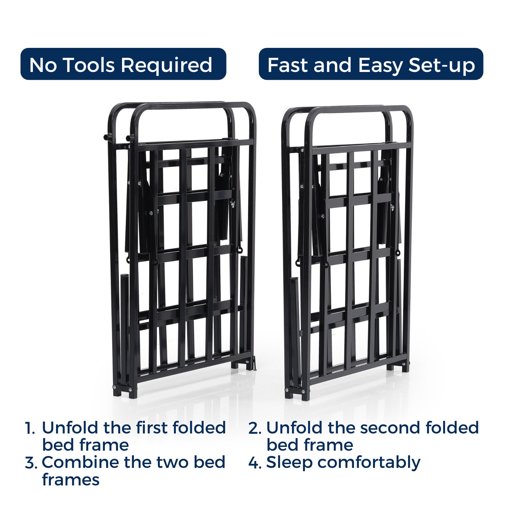 Smartbase Foldable Metal Platform Bed Frame Mattress Foundation With ...