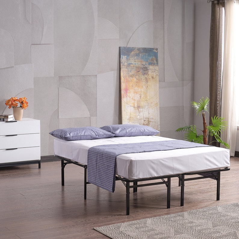 Smartbase Foldable Metal Platform Bed Frame Mattress Foundation With ...