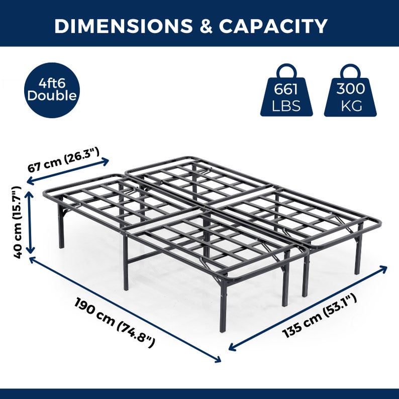 Smartbase Foldable Metal Platform Bed Frame Mattress Foundation With ...