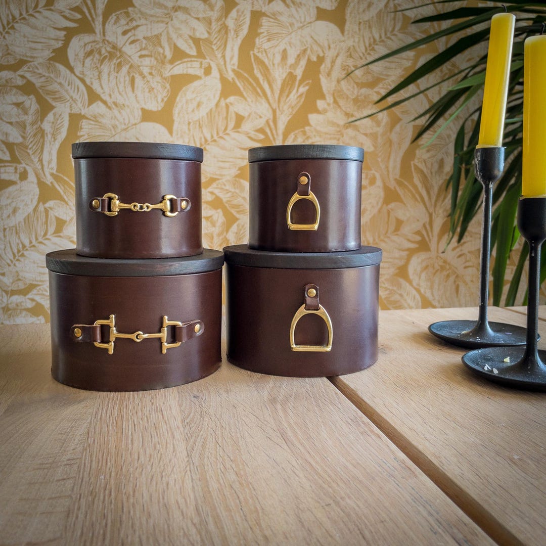 Leather Boxes With Snaffle Bit- Pair of 2- Leather Box Equestrian Style ...