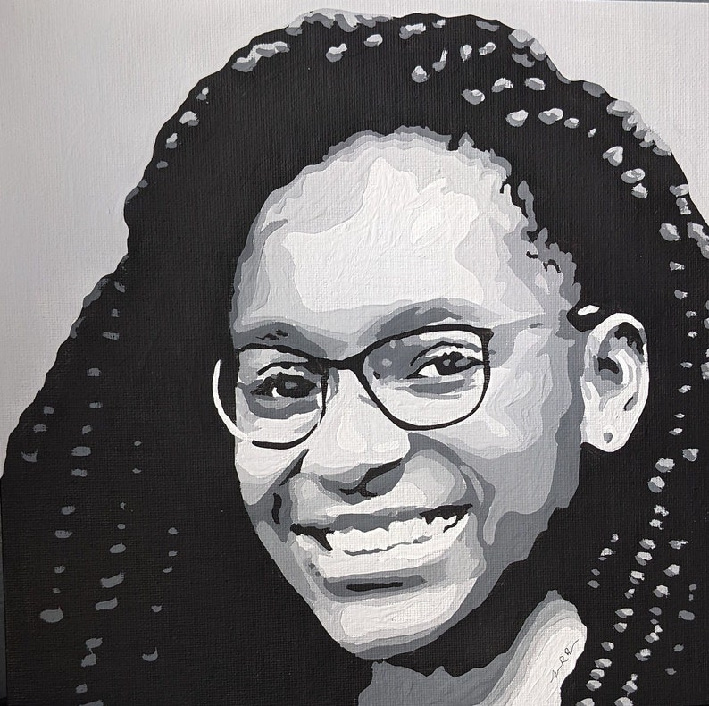 Custom Individual Square Portrait Acrylic Painting Black and White - Etsy