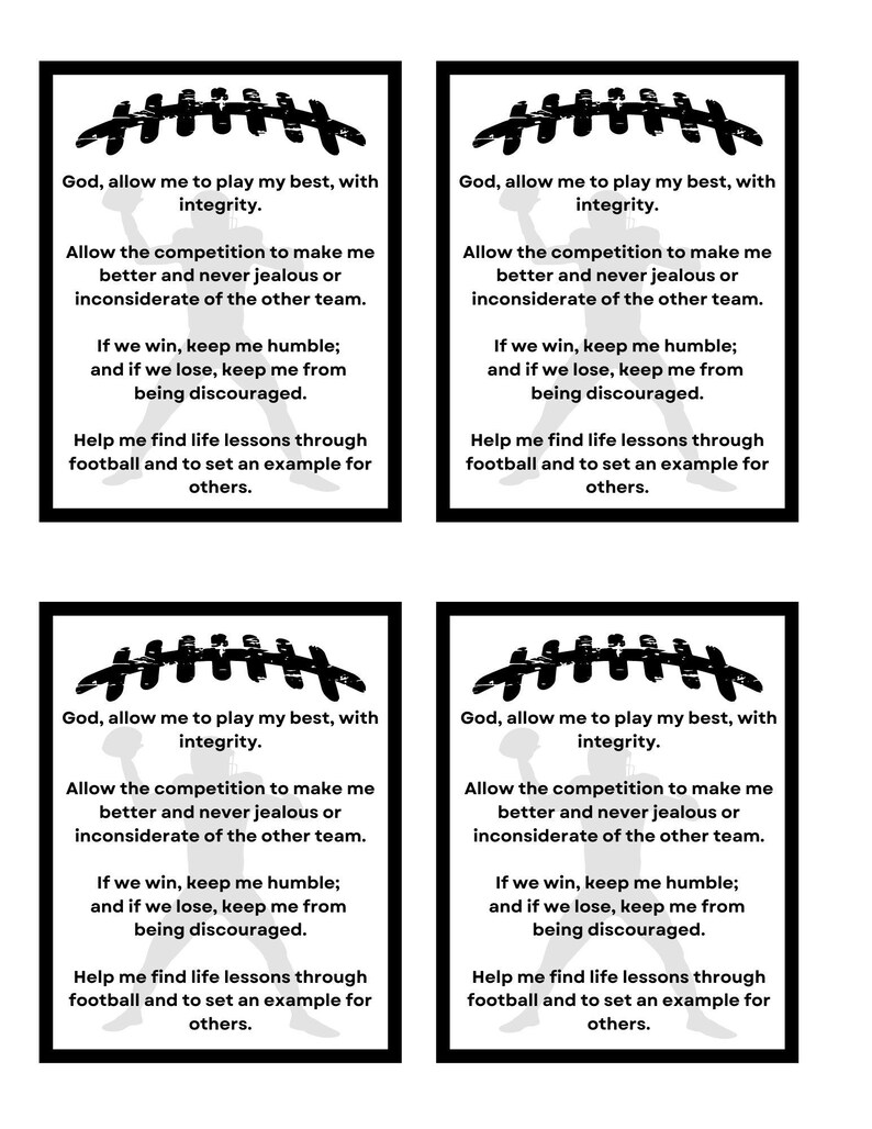 Football Player Prayer | Locker Decor | Locker Room Poster | Sports ...