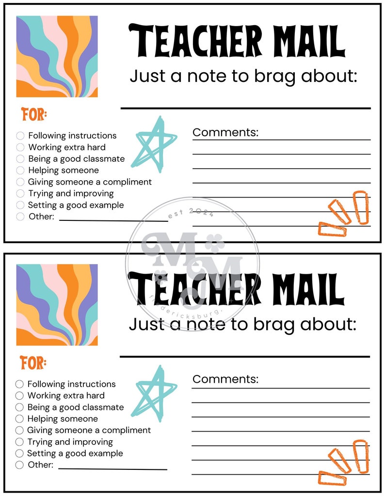Teacher Mail Brag Mail Back to School Classroom Mail Classroom - Etsy