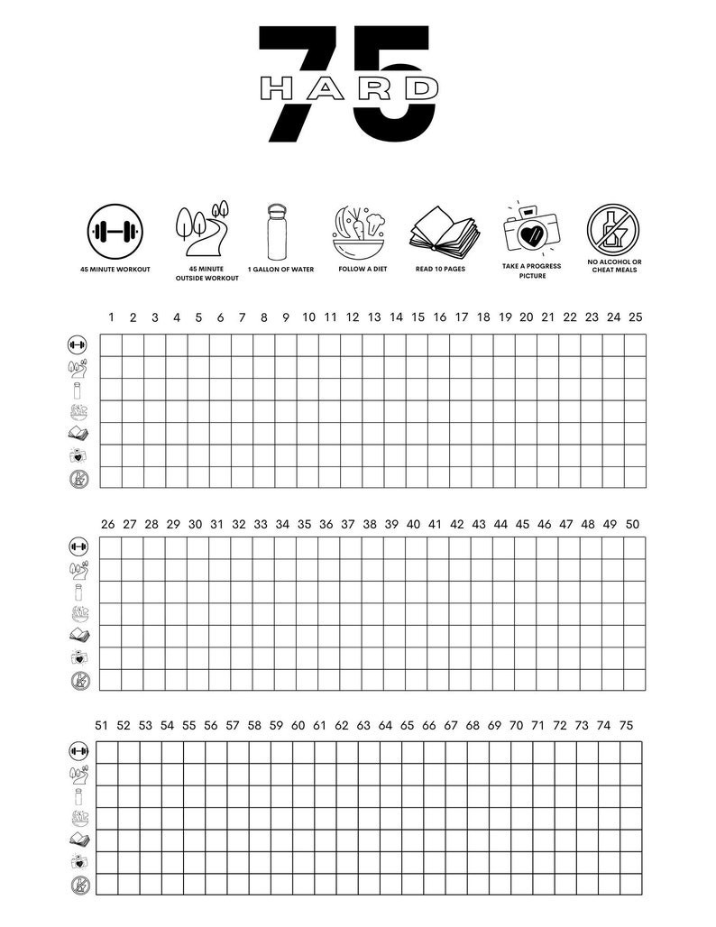 75 Hard Tracker Health Tracker Fitness Tracker 75 Hard Low Carb Keto ...