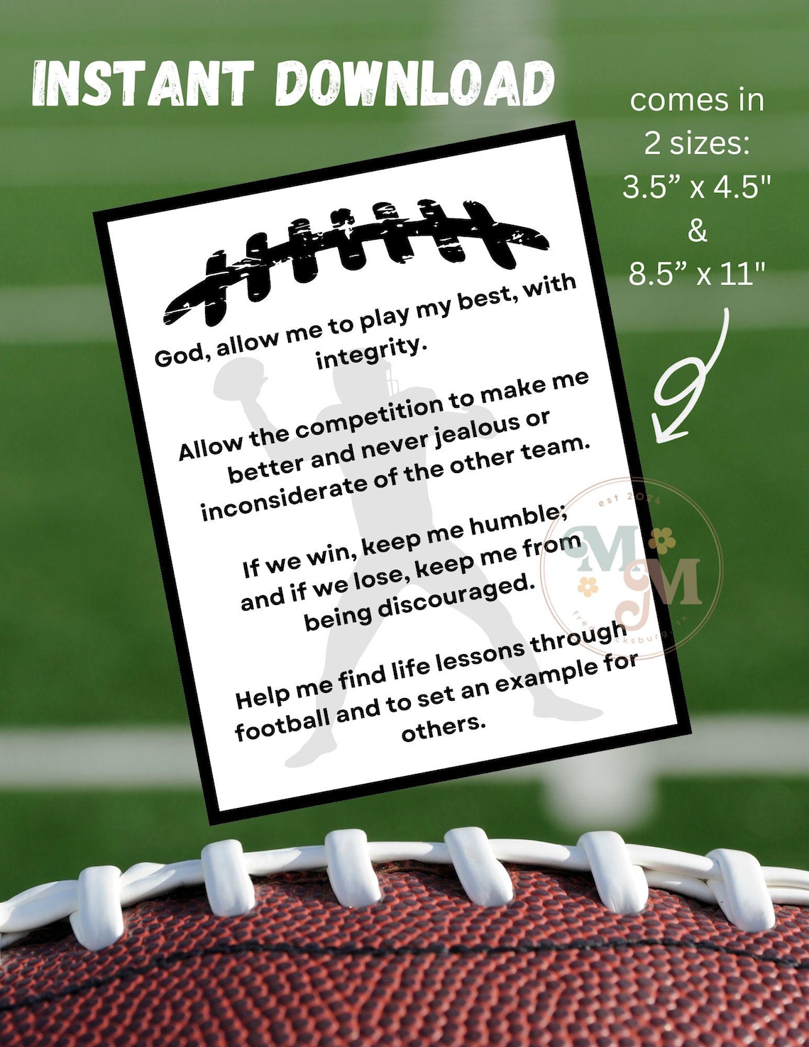 Football Player Prayer | Locker Decor | Locker Room Poster | Sports ...