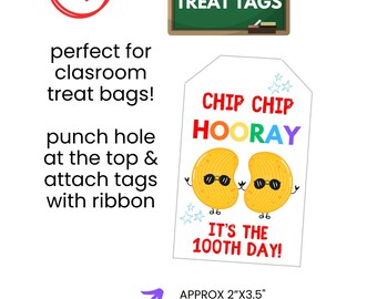 100 Days of School | Treat Tags | Snack Tags | Treat Bag Tag | Class ...