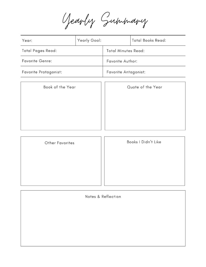 Reading Log | Digital Download | Instant Download | Book Log | PDF - Etsy