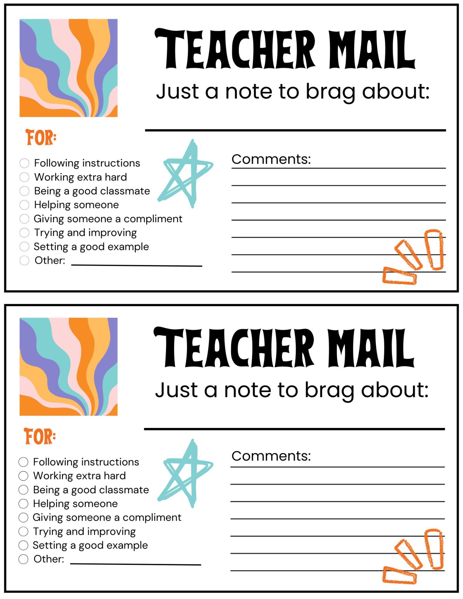 Teacher Mail | Brag Mail | Back to School | Classroom Mail | Classroom ...