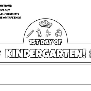 First Day of Kindergarten Hat | Printable Crown Coloring Craft | Back ...