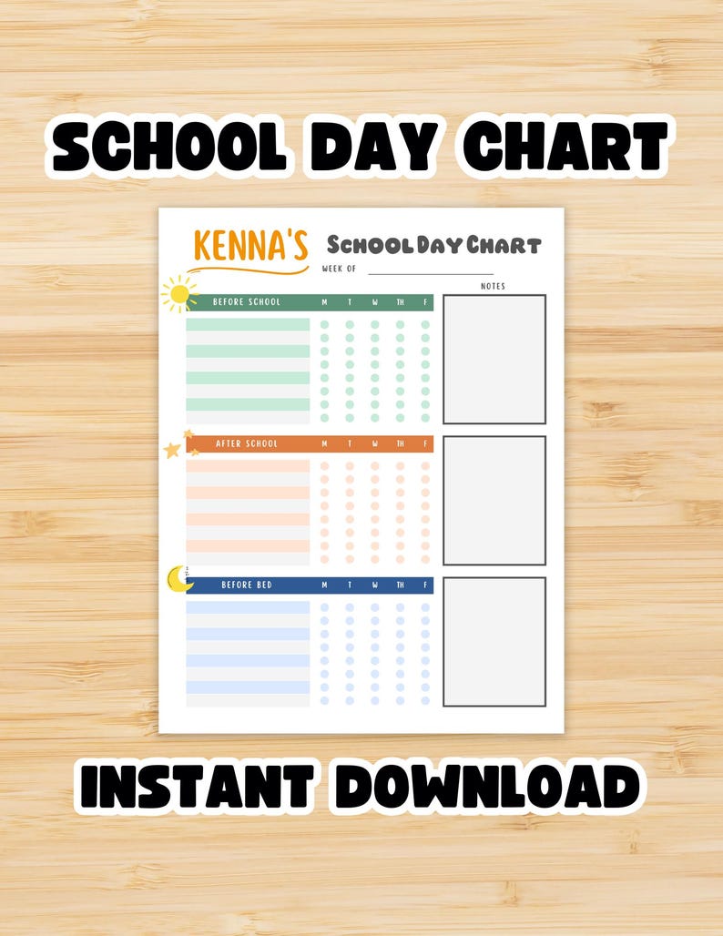 Editable Kids Daily Routine Chart Canva Template Before After