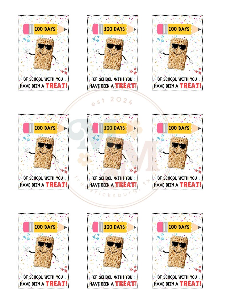 100 Days of School | Treat Tags | Snack Tags | Treat Bag Tag | Class ...
