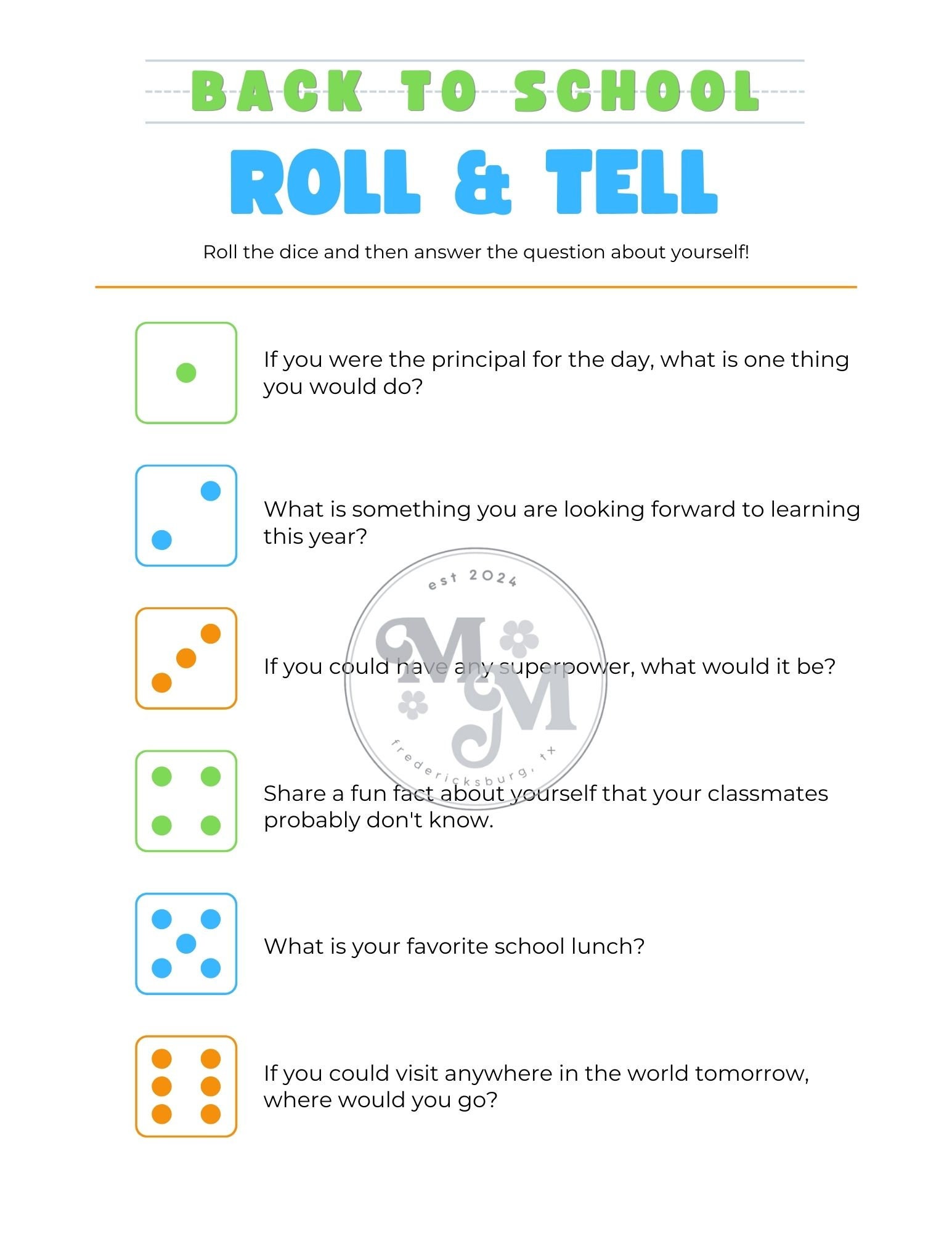 Back to School Game | Teacher | Student Ice Breaker | Classroom Games ...