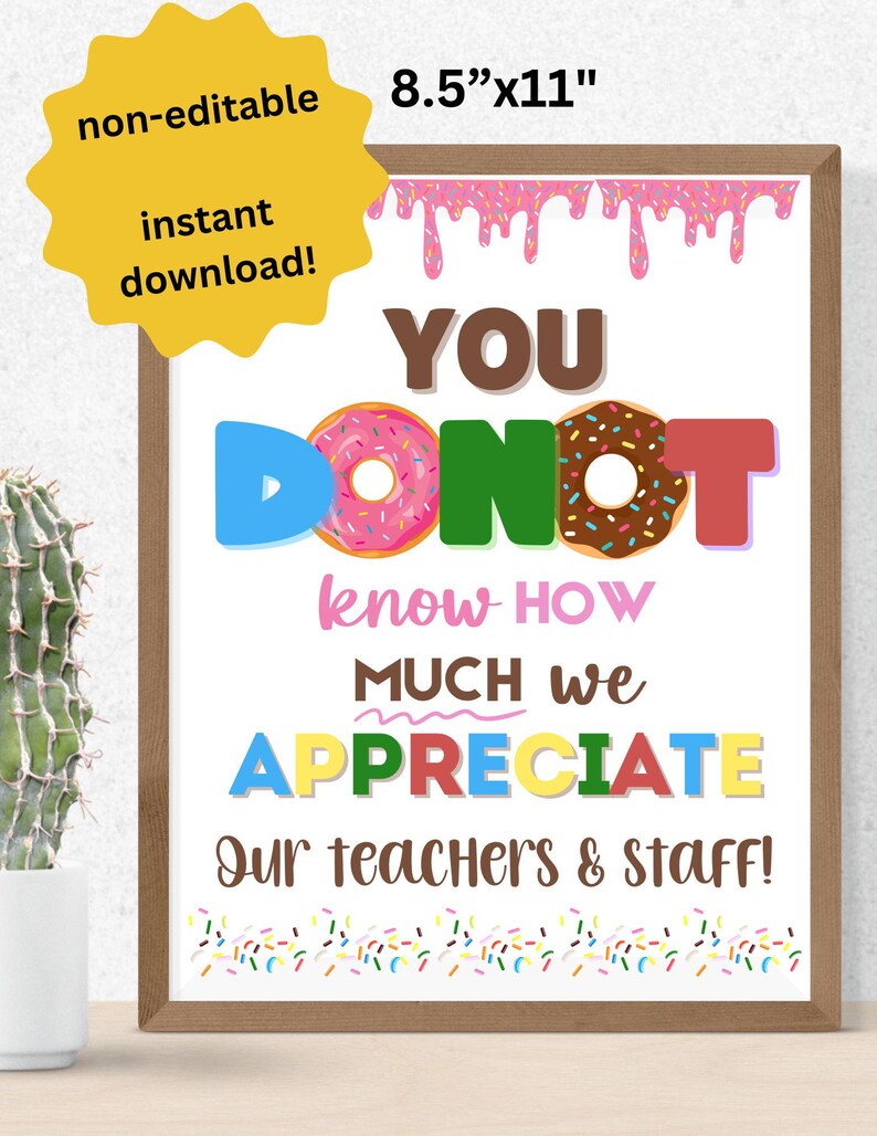 Appreciation Sign | Teacher Appreciation | Donut | PTO | PTA | Employee ...