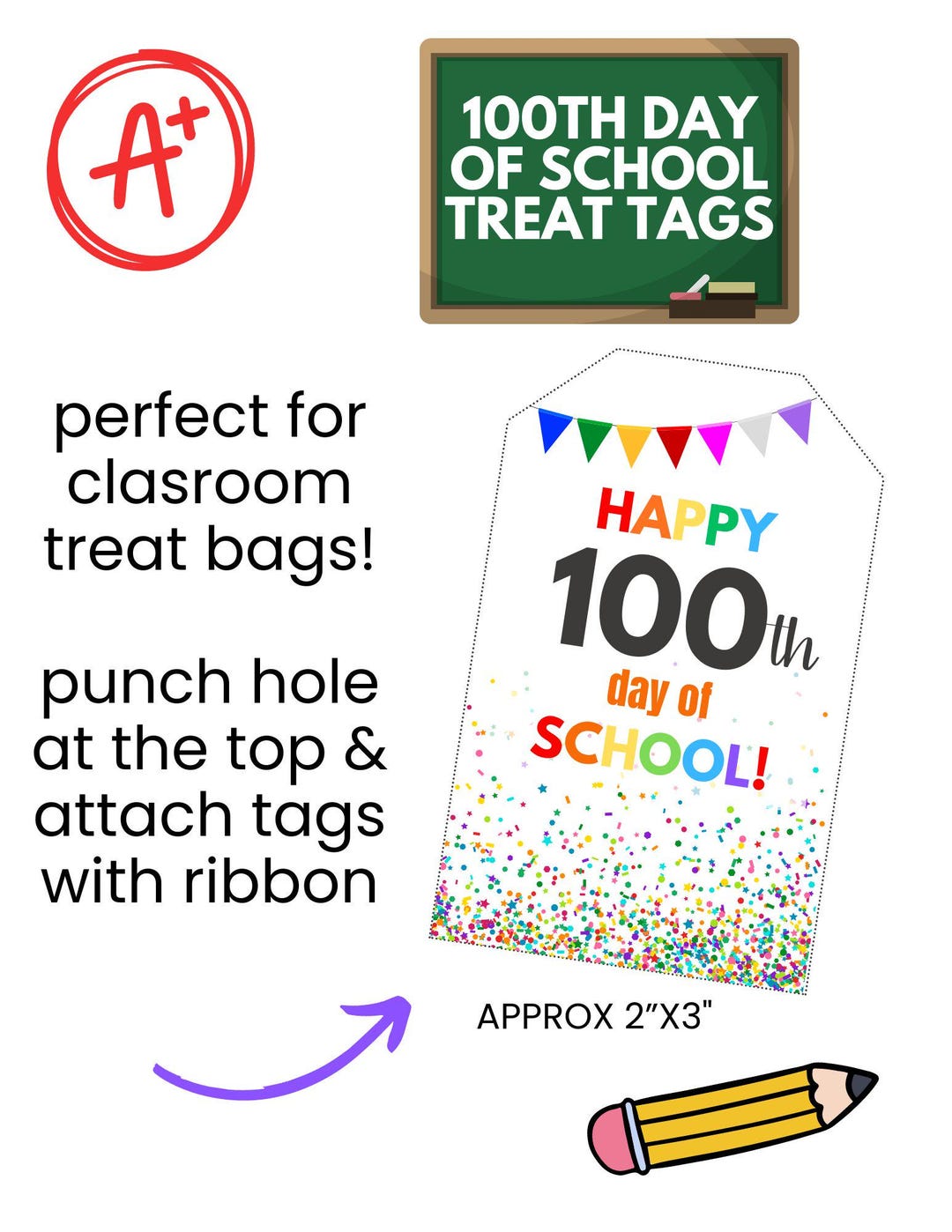 100 Days of School | Treat Tags | Snack Tags | Treat Bag Tag | Class ...