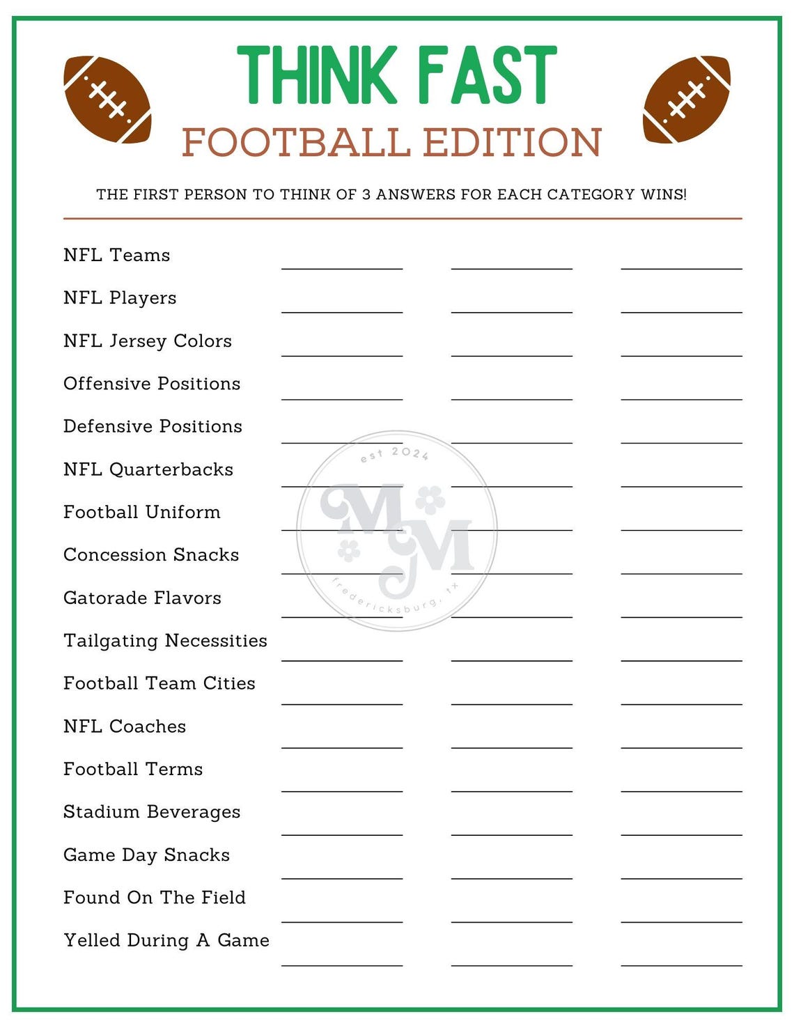 Football Games | Football Printable | NFL Games | Super Bowl Games ...