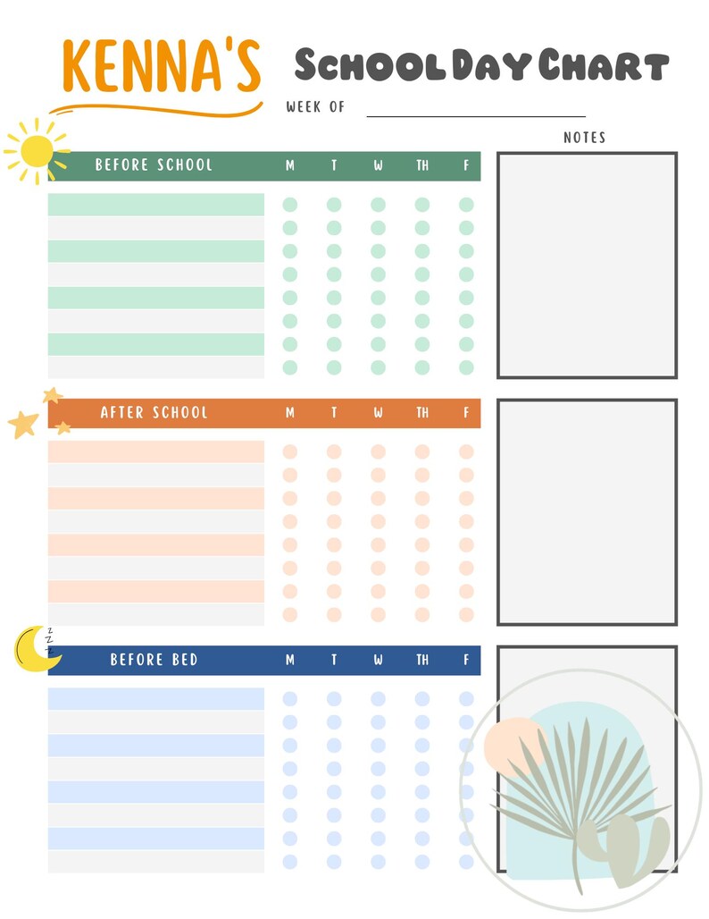 Editable Kids Daily Routine Chart Canva Template Before After