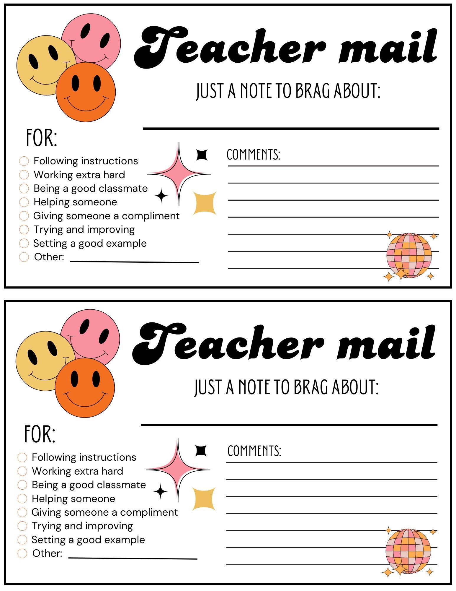 Teacher Mail | Brag Mail | Back to School | Classroom Mail | Classroom ...