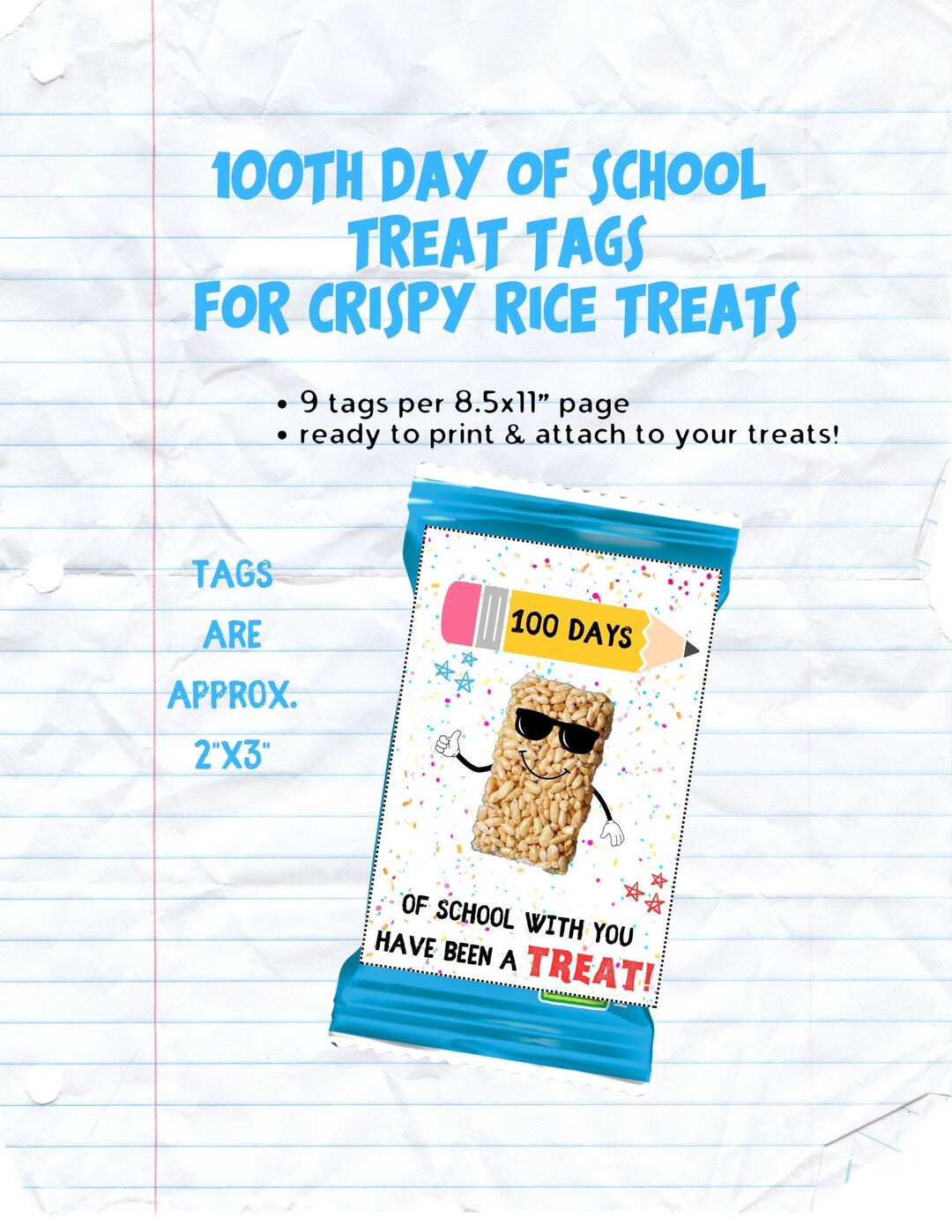 100 Days of School | Treat Tags | Snack Tags | Treat Bag Tag | Class ...