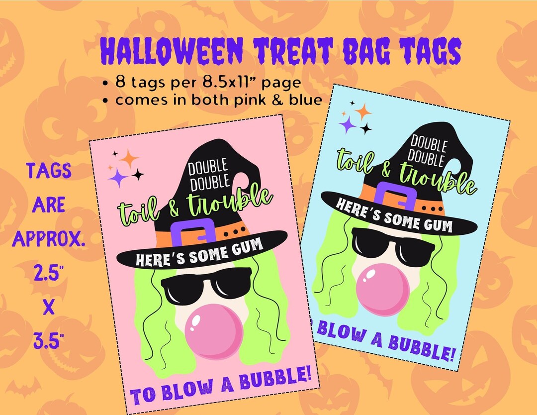 Halloween Treat Tags | Snack Tags | Treat Bag Tag | Goodie Bag | Treat ...