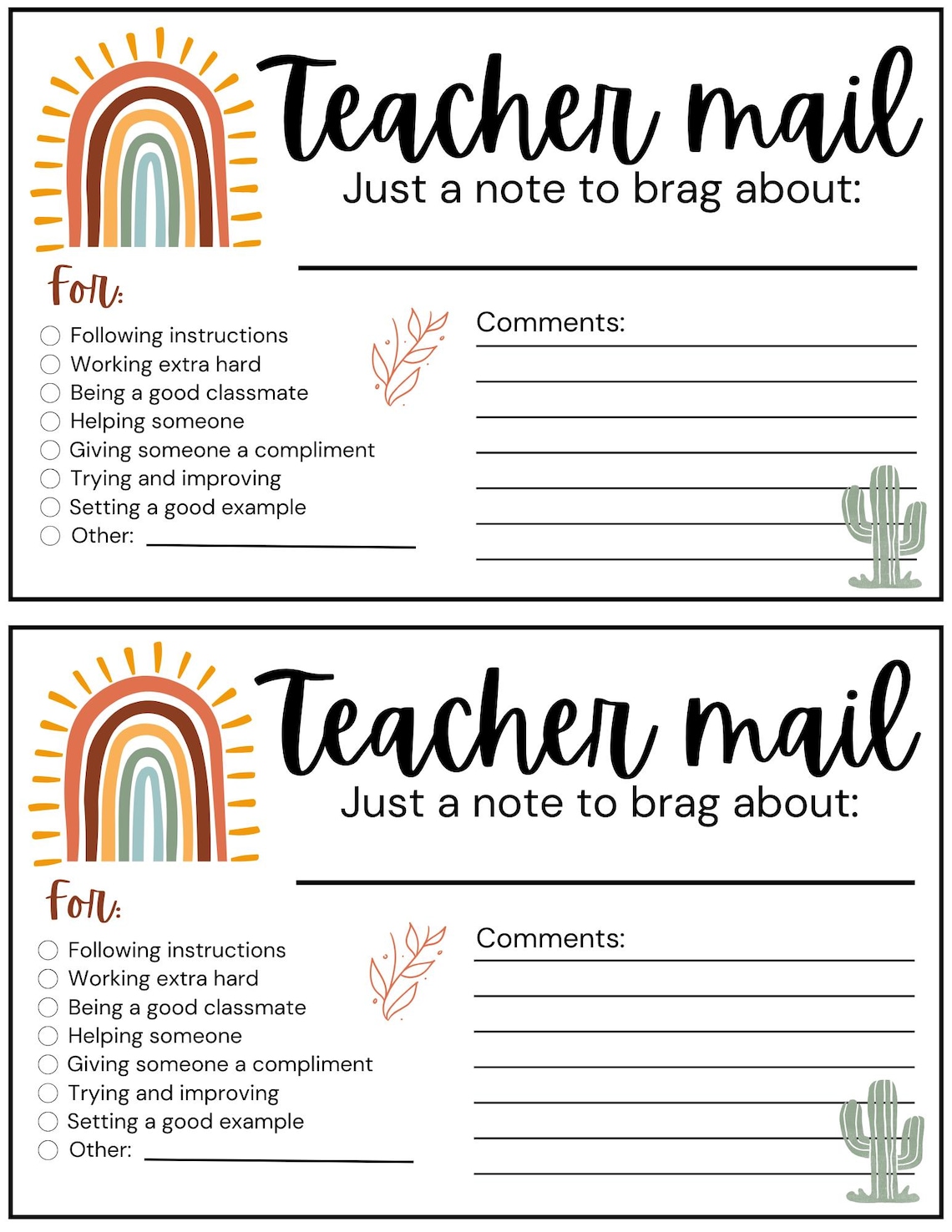 Teacher Mail | Brag Mail | Back to School | Classroom Mail | Classroom ...