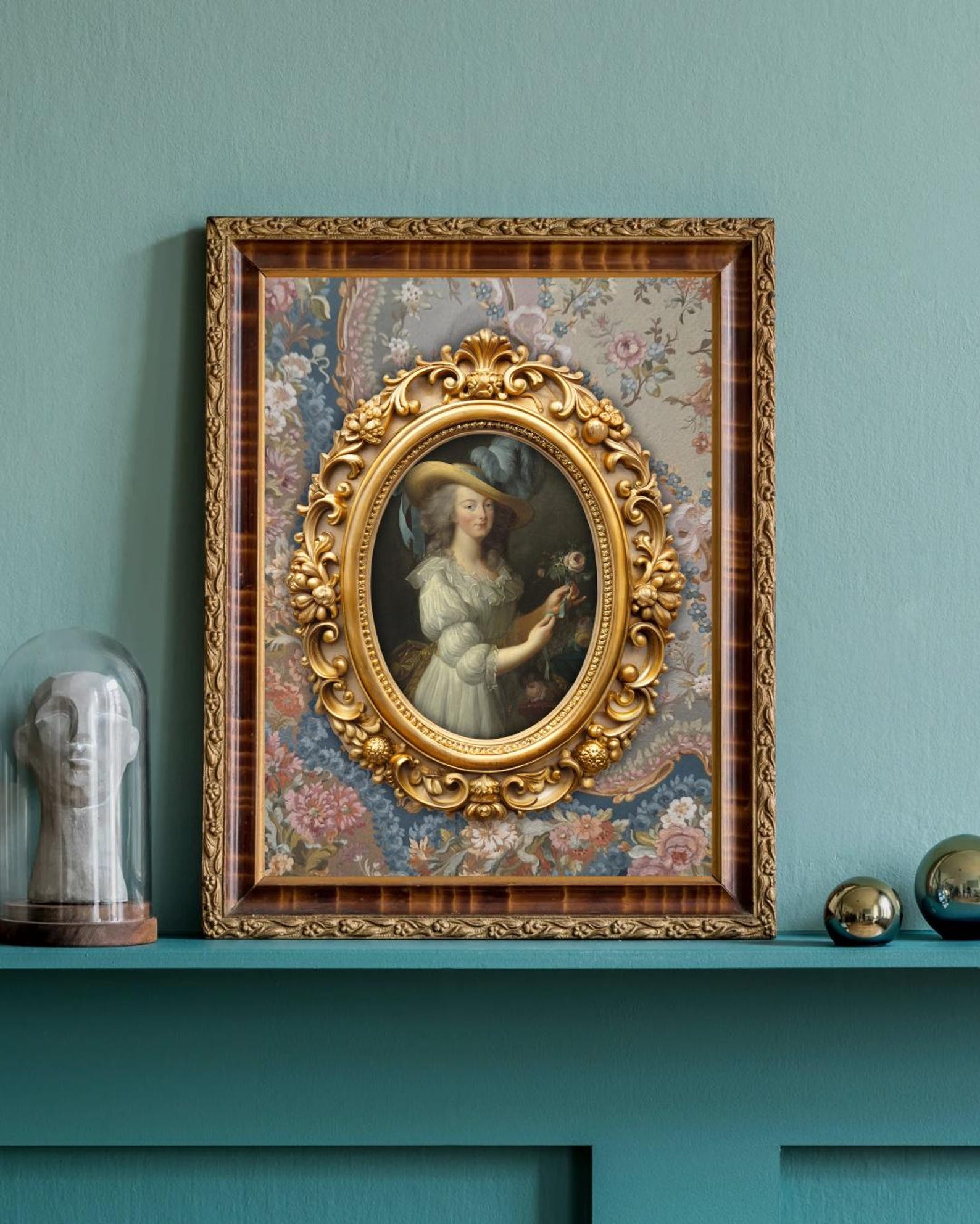 Marie Antoinette Collage With a Golden Baroque Frame, Boho Chic Wall ...