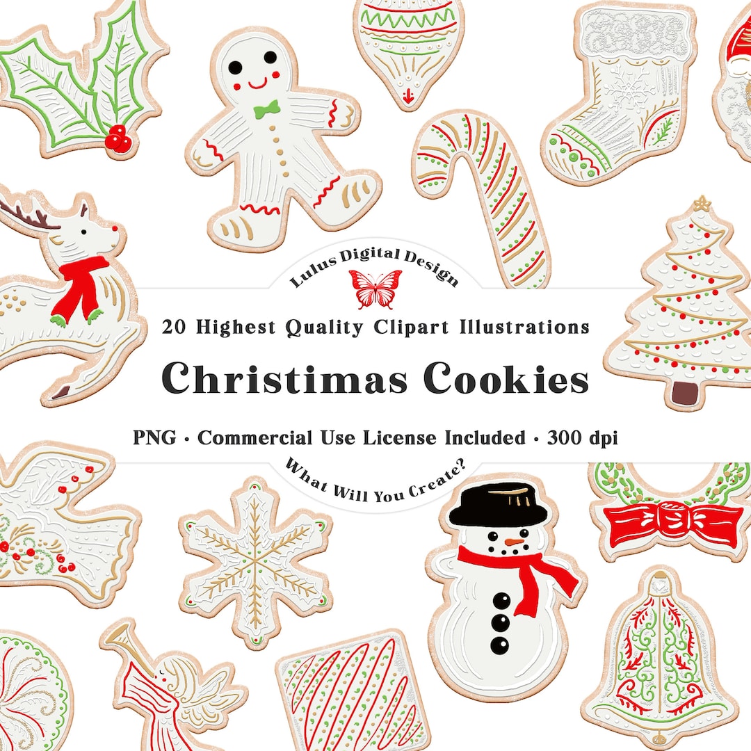 Christmas Cookie Clipart Set Cute Holiday Frosted Cookies - Etsy