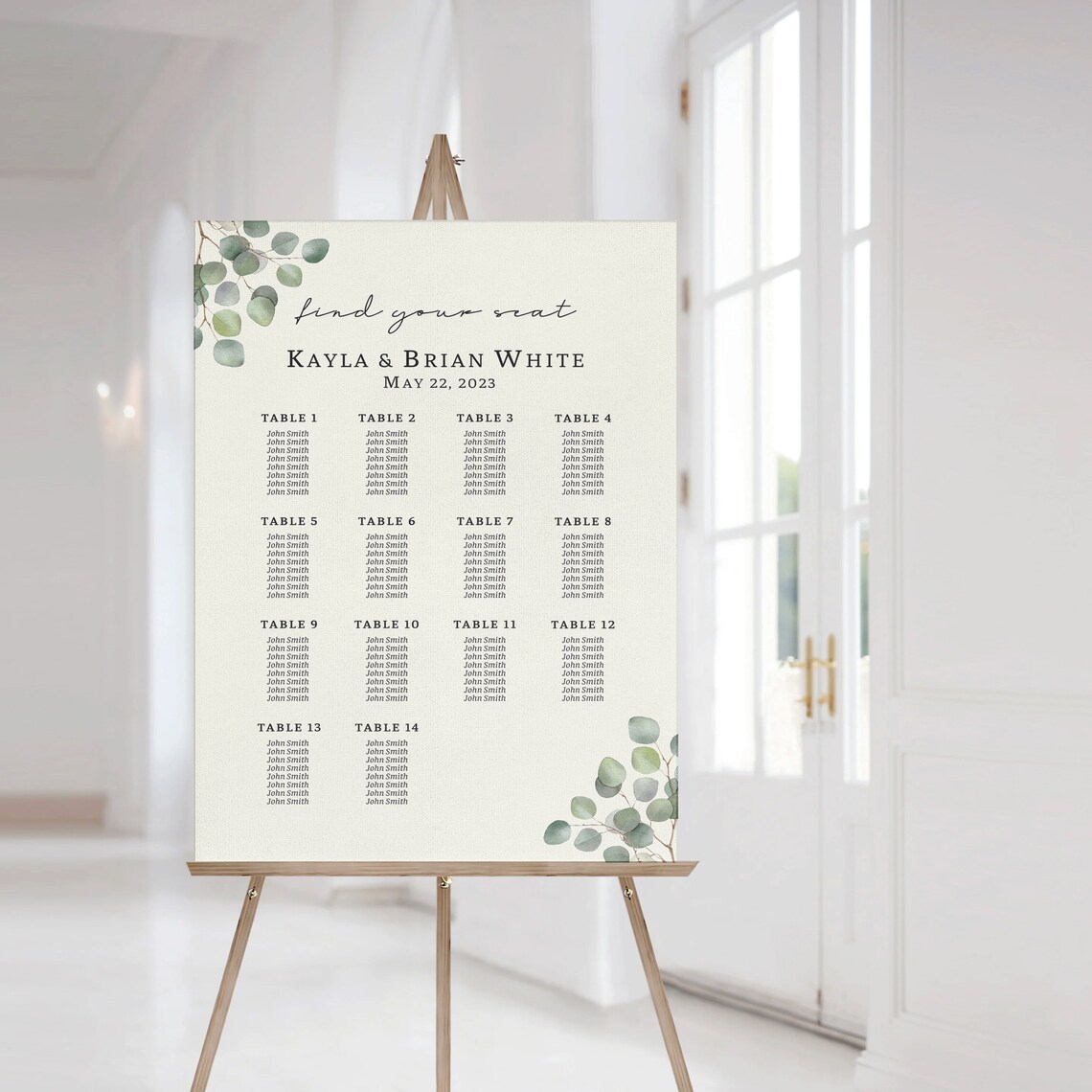 Printed Wedding Reception Seating Chart Foamboard Sign Wedding ...