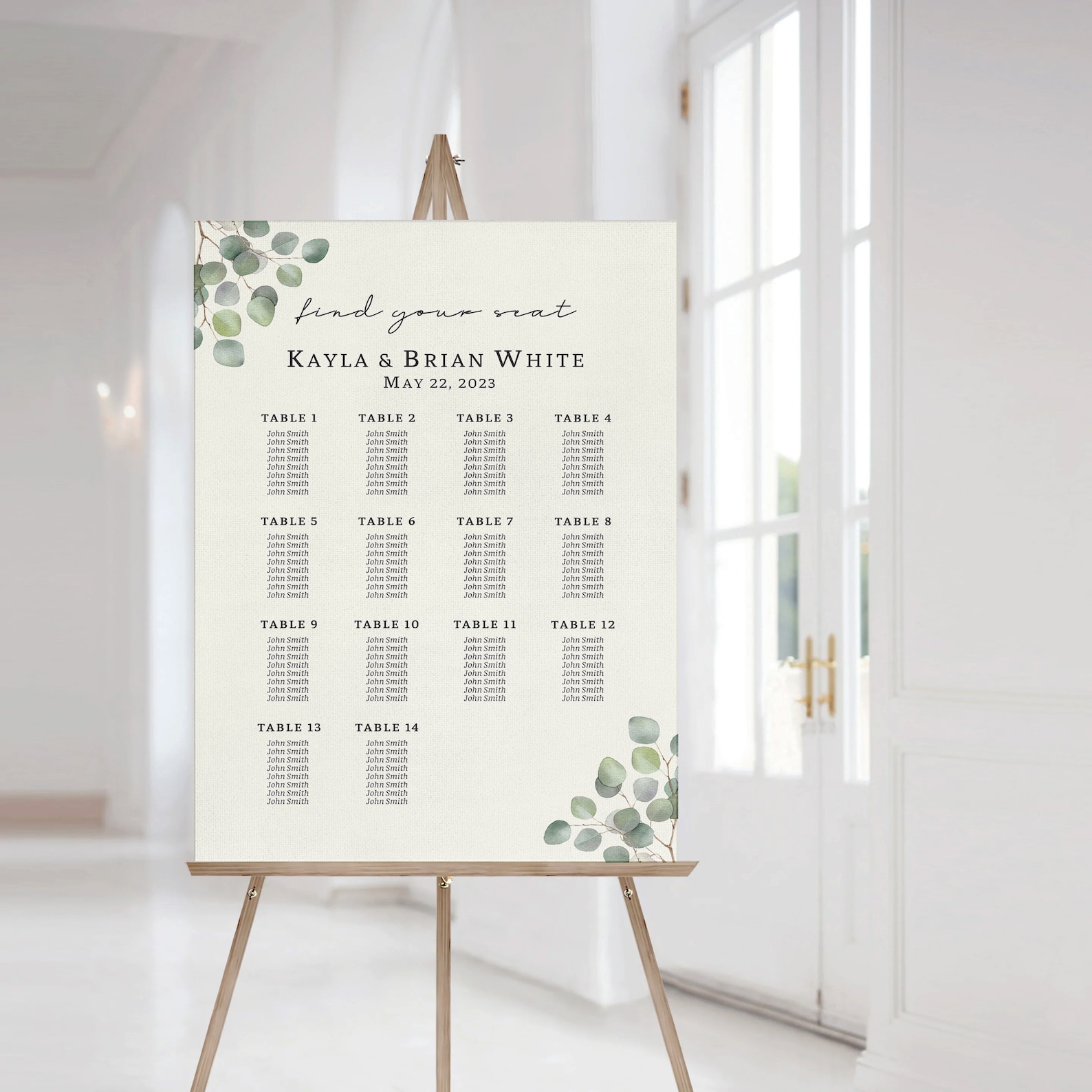 Printed Wedding Reception Seating Chart Foamboard Sign | Wedding ...