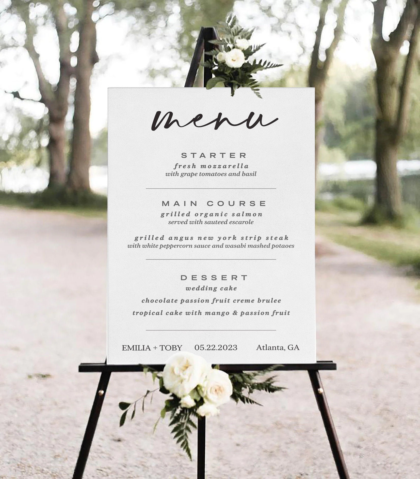 Printed Wedding Reception Menu Foamboard Sign Wedding Reception Menu ...