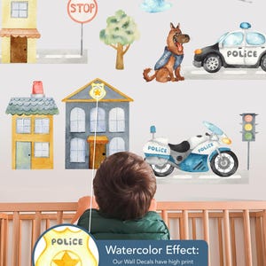 Watercolor Police Wall Decal, City Police Wall Stickers Art Decor for ...