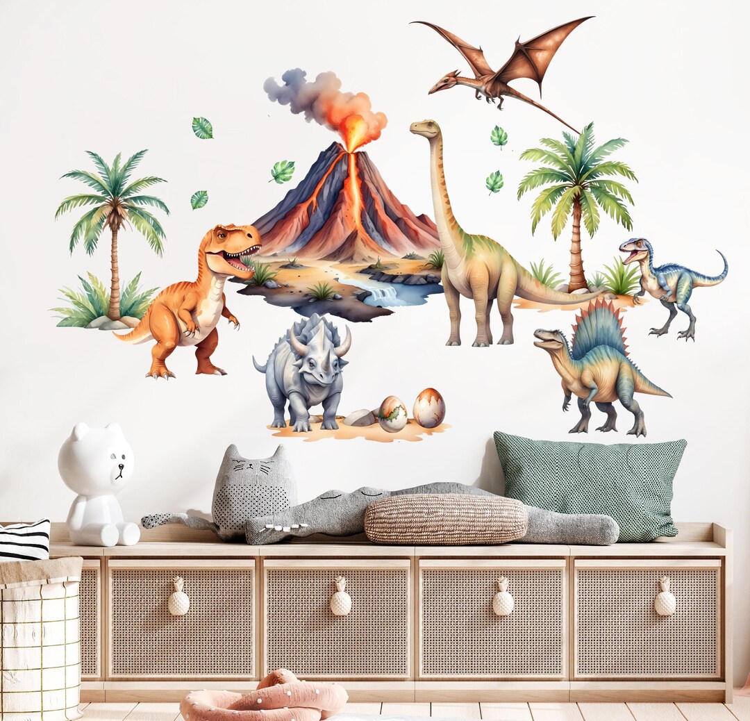 Dinosaur Wall Decal, Realistic Dinosaurs Wall Stickers Art Decor ...