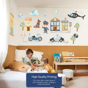 Watercolor Police Wall Decal, City Police Wall Stickers Art Decor for ...