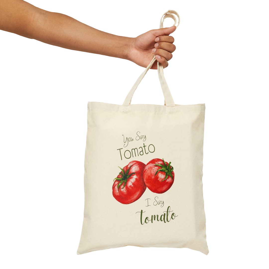 Cotton Canvas Tote Bag, Tomato Print Tote Bag, Grocery Bag, Vegetable ...