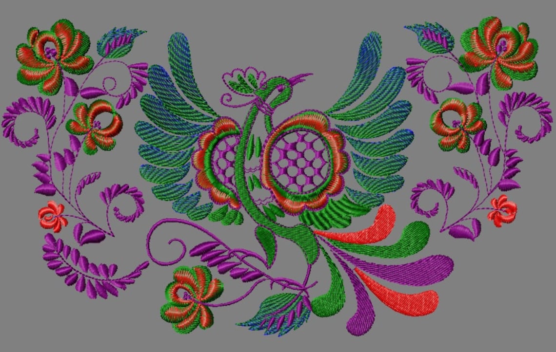 Floral Peacock Design, Embroidery Machine Design, Digital Machine File ...