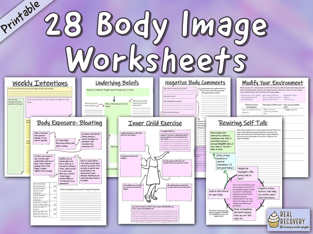 Body Image Worksheets Eating Disorder Recovery Printable - Etsy