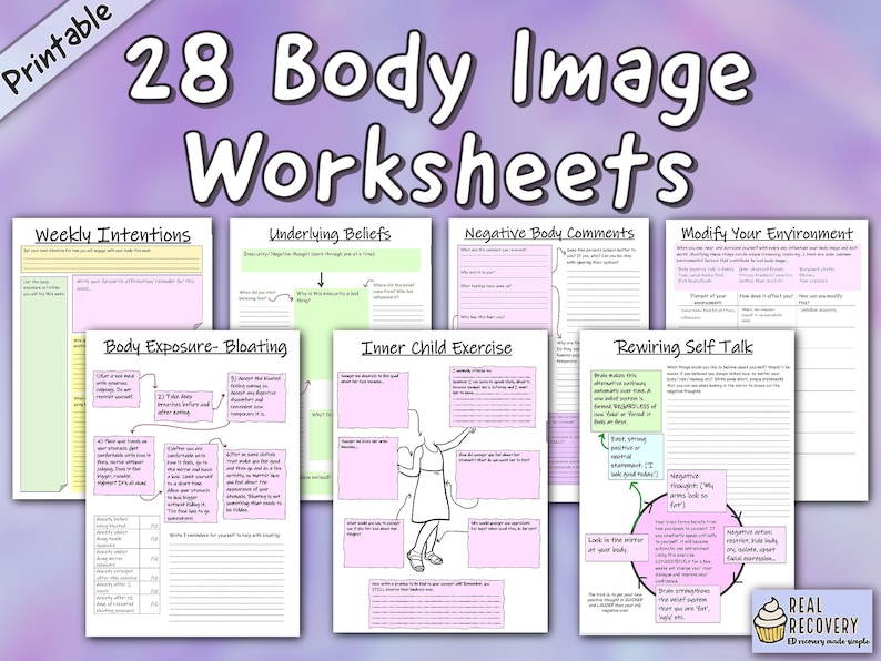 Body Image Worksheets Eating Disorder Recovery Printable - Etsy
