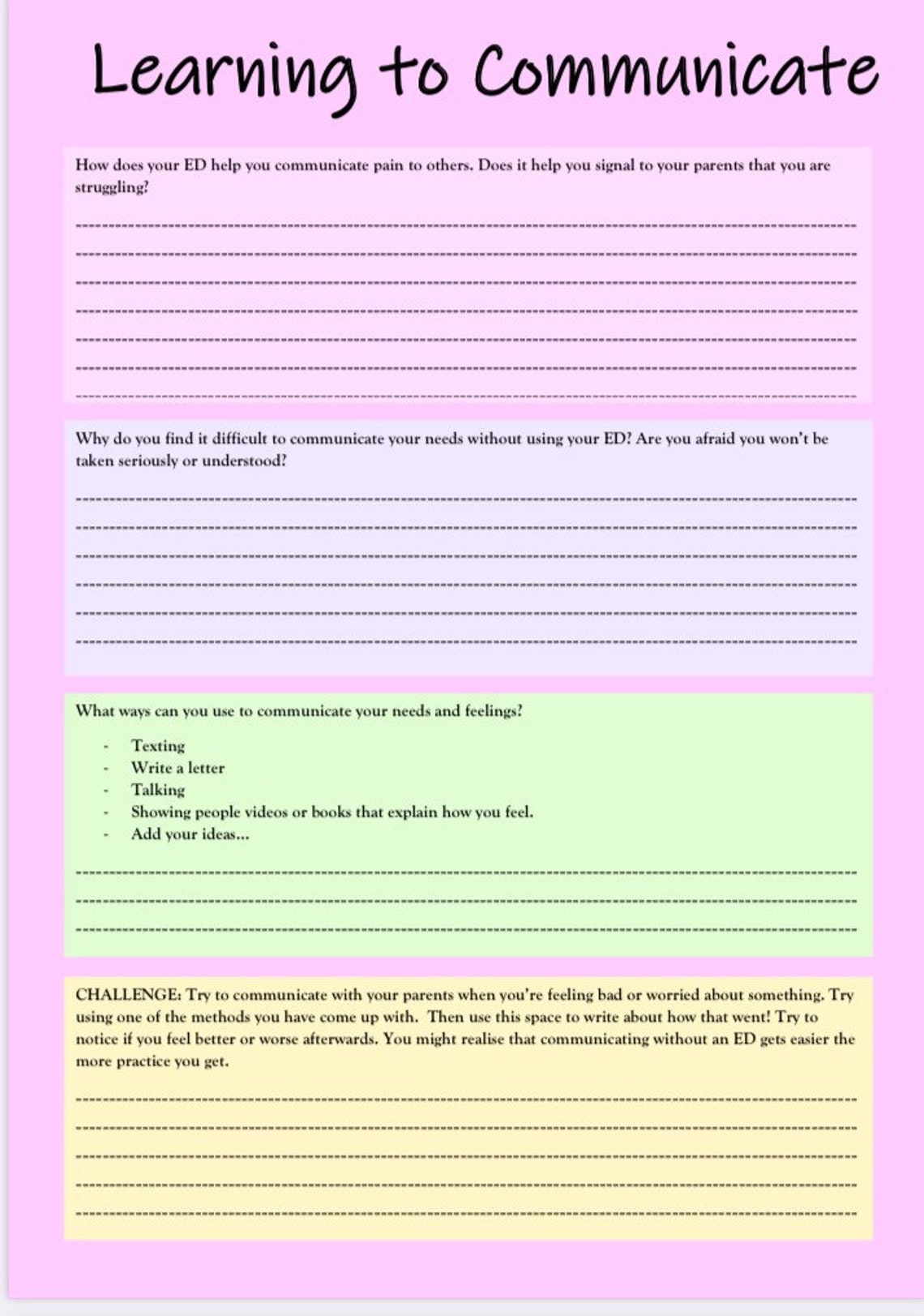 25 Eating Disorder Recovery Worksheets printable - Etsy