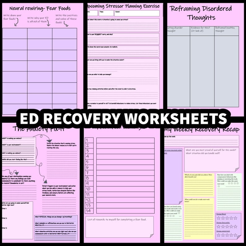 25 Eating Disorder Recovery Worksheets Printable Etsy