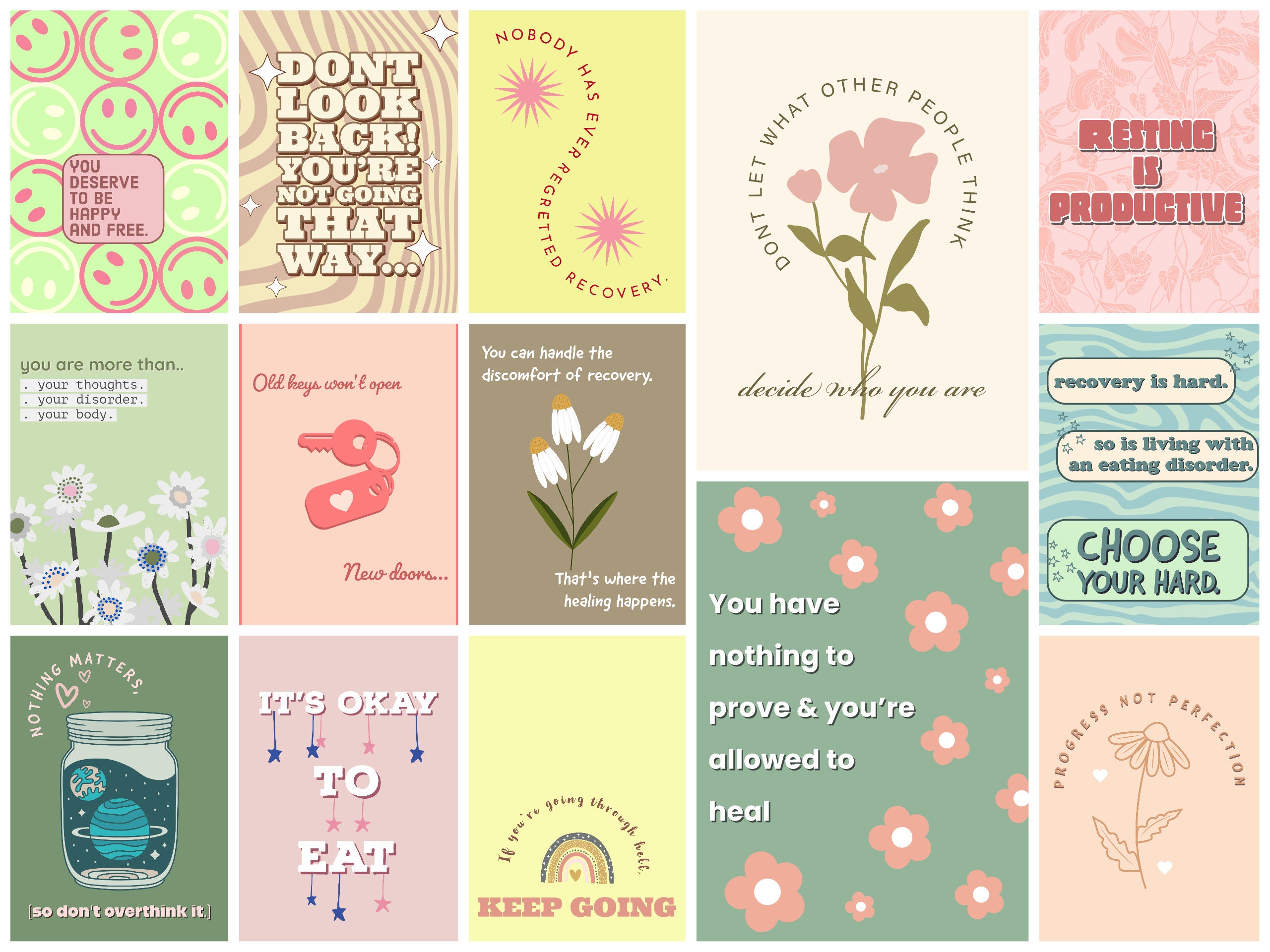 Eating Disorder Recovery Affirmation/ Reminder Cards *DIGITAL* - Etsy