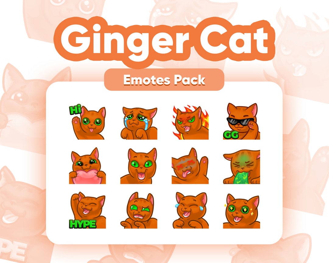 Ginger Cat Twitch Emote Pack: Cute Emotes Sub Emotes Discord - Etsy UK
