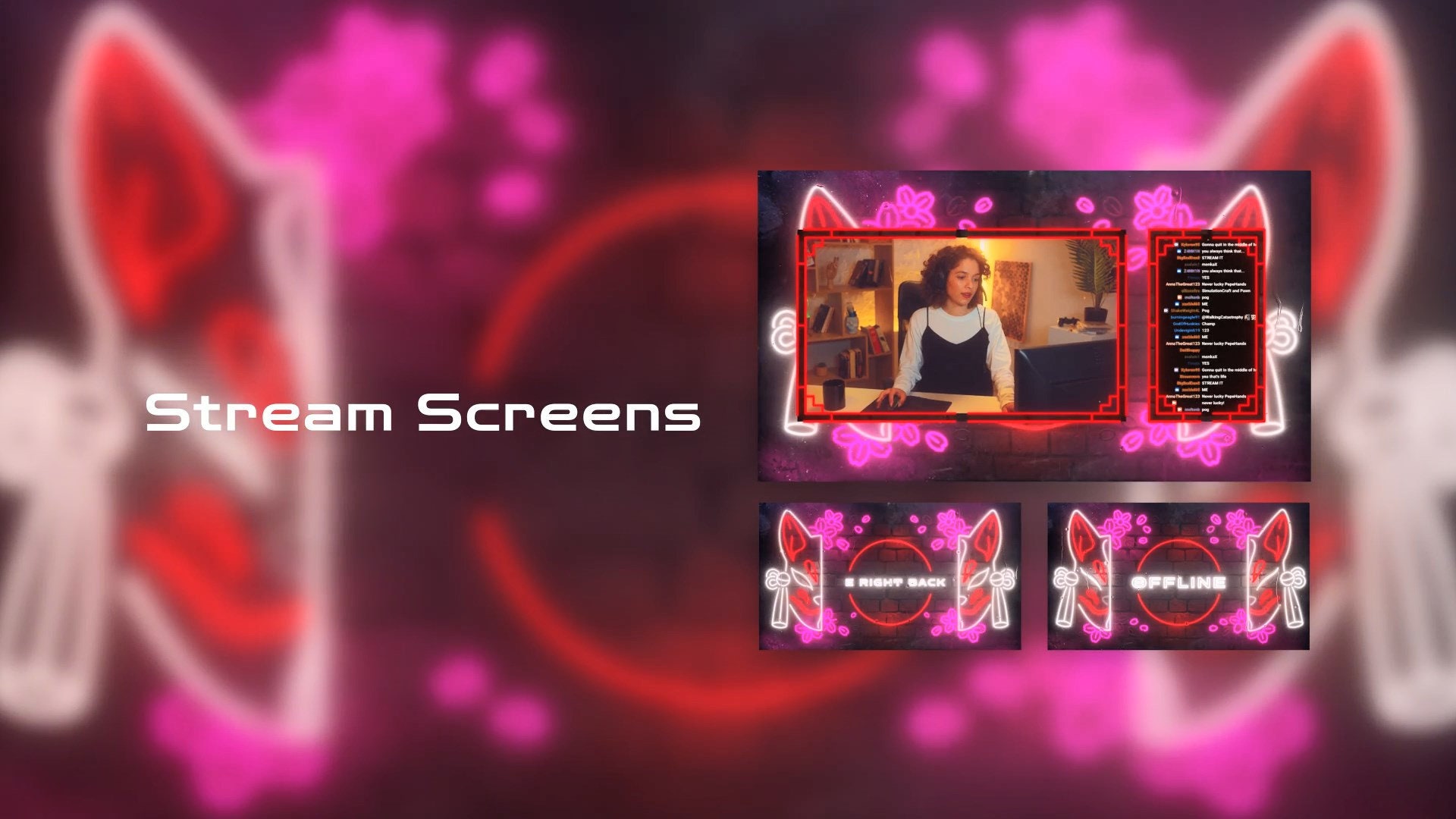 Neon Japan Twitch Overlays Pack ANIMATED: Webcam Overlay - Etsy Australia